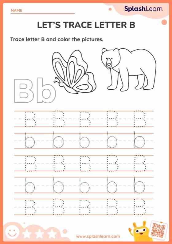Tracing Cursive Letters: Uppercase B — Printable ELA Worksheet