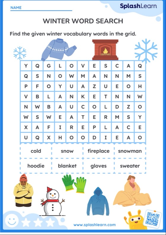 Winter Word Search — Printable ELA Worksheet