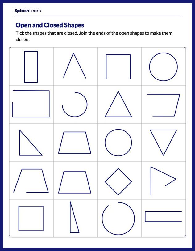 Identify Open And Closed Shapes Math Worksheets SplashLearn
