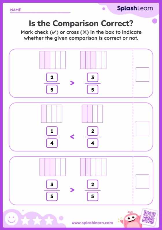 Compare Fractions Using Models Worksheets for Kids Online - SplashLearn