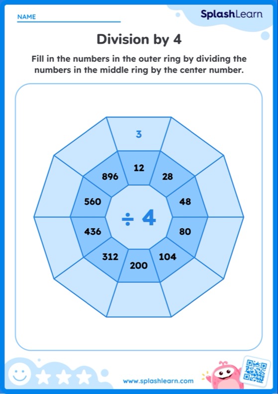 Division By 4 Worksheets- Free Printable | SplashLearn