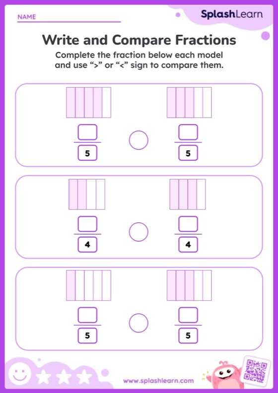 Compare Fractions Using Models Worksheets for Kids Online - SplashLearn
