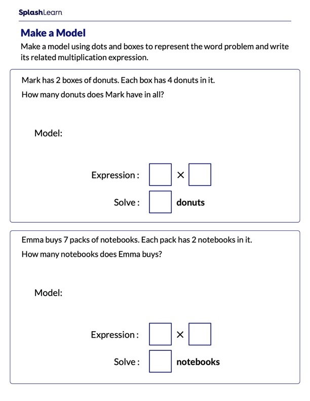 Represent the Problem Using Model - Math Worksheets - SplashLearn